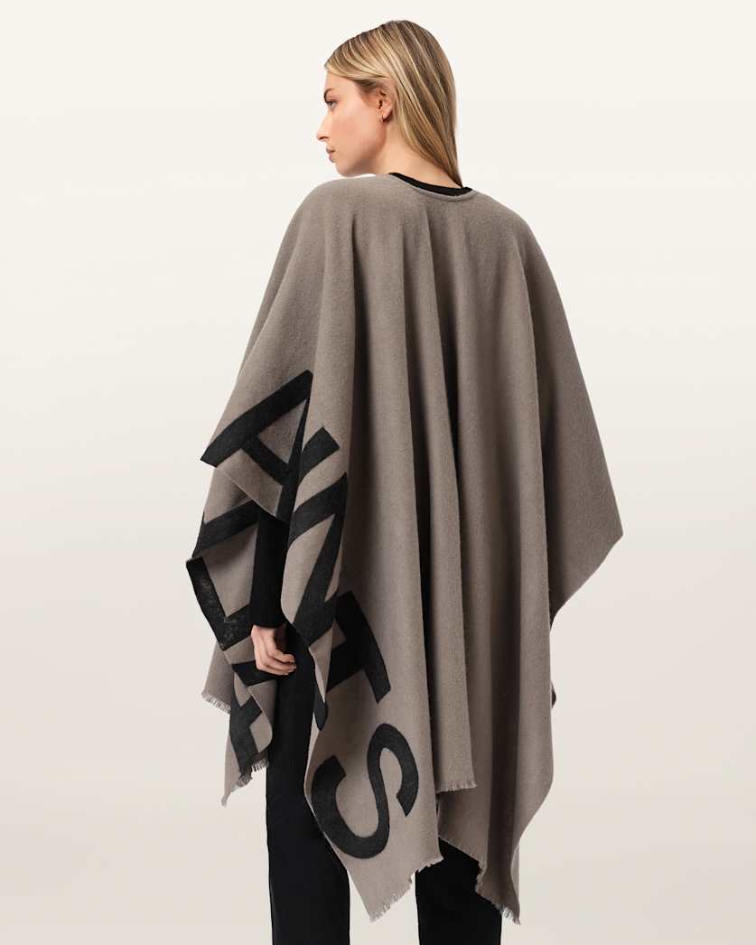 Bronwen Wool Ruana DESERT TAUPE GREY | ALLSAINTS DE